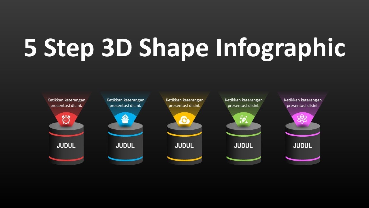Desain Slide 5 Step 3D Shape Infographic di Powerpoint - YouTube