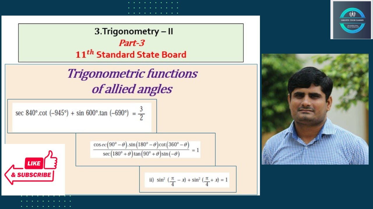 Trigonometry II | Compound Angle Formulae & Allied Angles | 11th ...