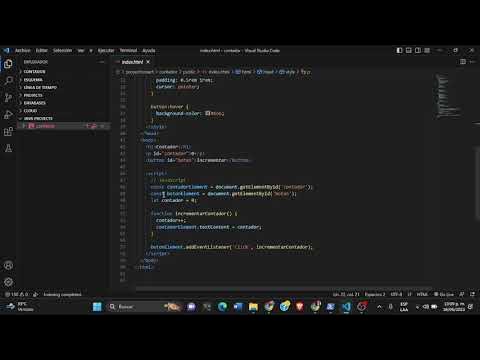 codigo con react en html visual studio code, contador clics - YouTube
