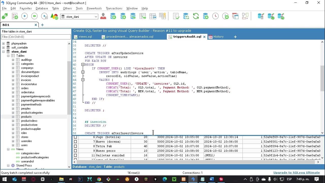 views procedimientos almacenados y triggers SQl - YouTube