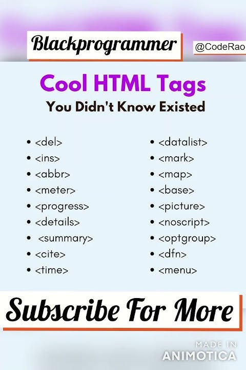 Cool HTML Tags - YouTube