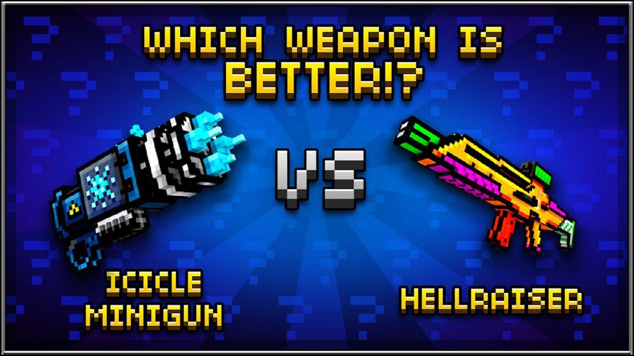 Pixel Gun 3D - Icicle Minigun VS Hellraiser - YouTube