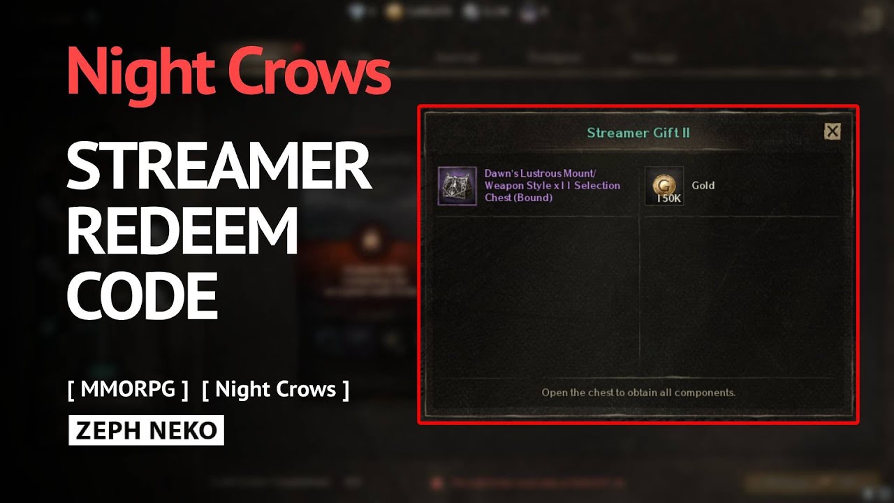 Night Crows - 150.000 Gold & 11x Gacha dari Streamer Redeem Code【 Night Crows 】 - YouTube