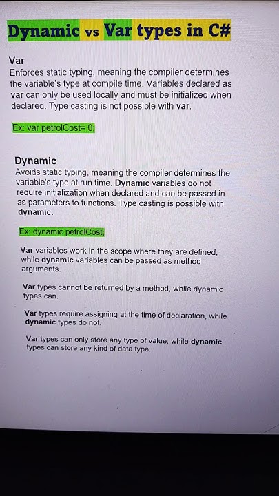 Var vs dynamic in C# - YouTube