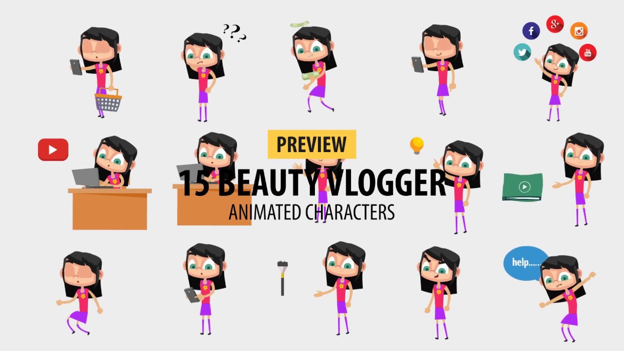 Beauty Vlogger Animated Characters - YouTube