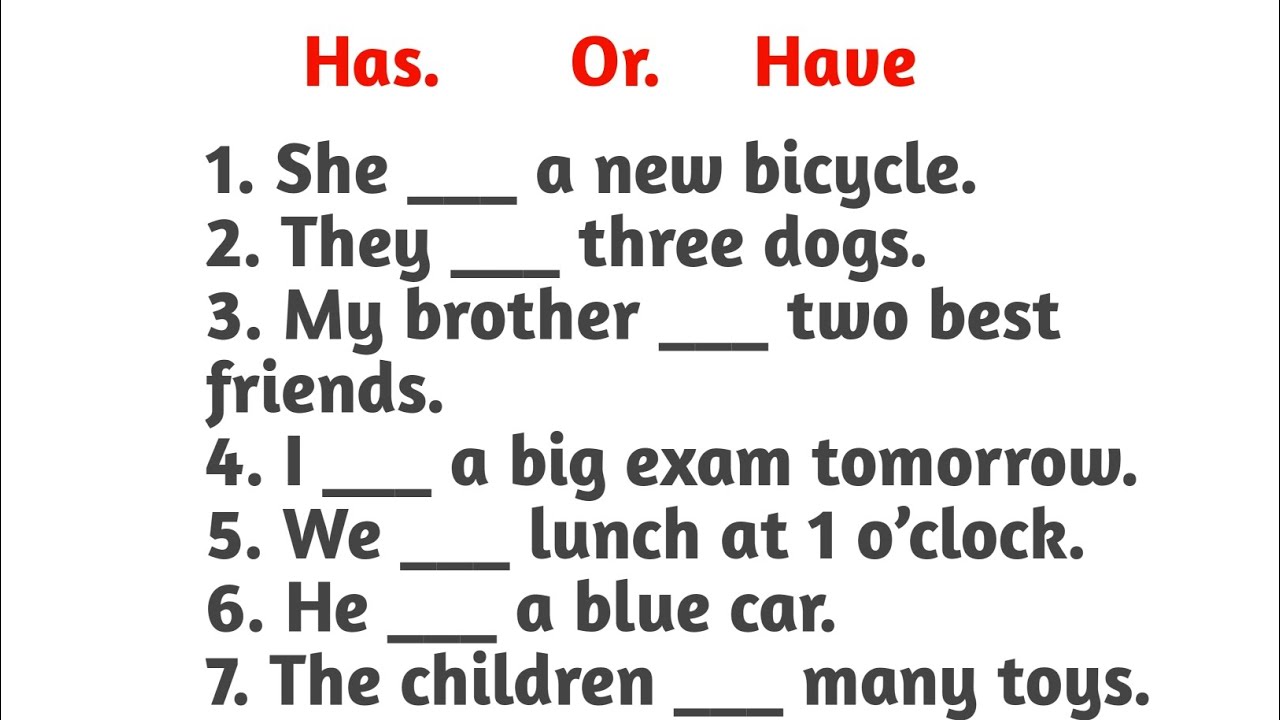 Has or Have? | Easy English Grammar Exercise for Beginners" - YouTube
