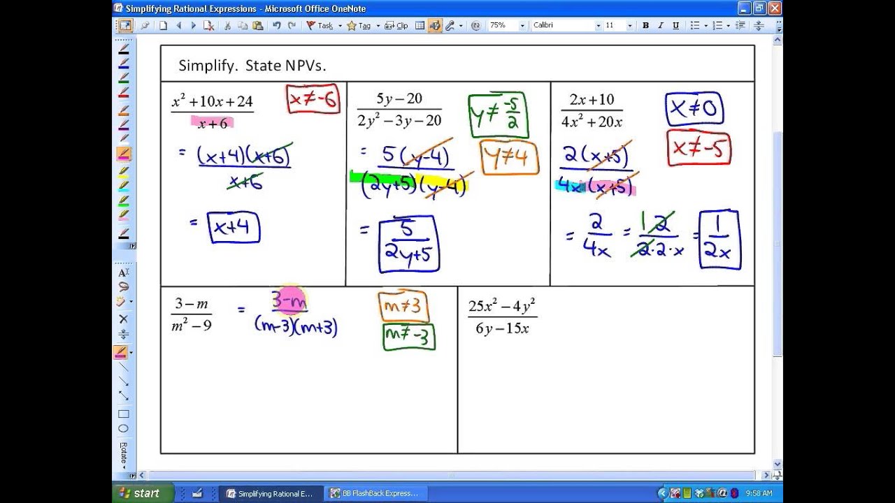 6.1: part 2 (Simplifying Rational Expressions: Not Factored) - YouTube