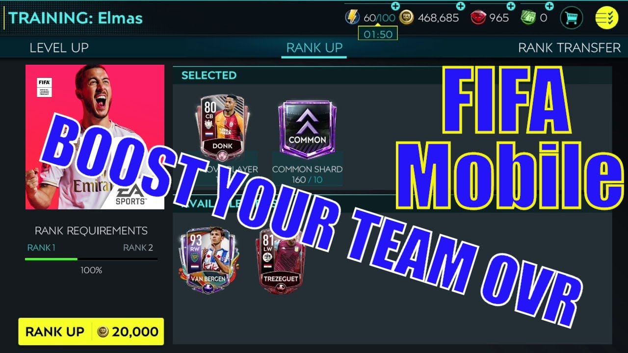 FIFA Mobile 20 How to Rank Up Players and Increase TOTAL Team OVR ...
