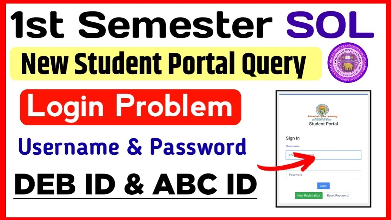 SOL First Semester 2024_Student Portal Login Problem, DEB ID & ABC ID ...