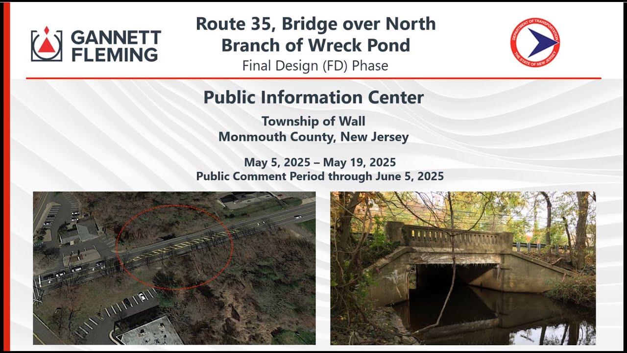 NJDOT Route 35 Bridge over North Branch of Wreck Pond - YouTube