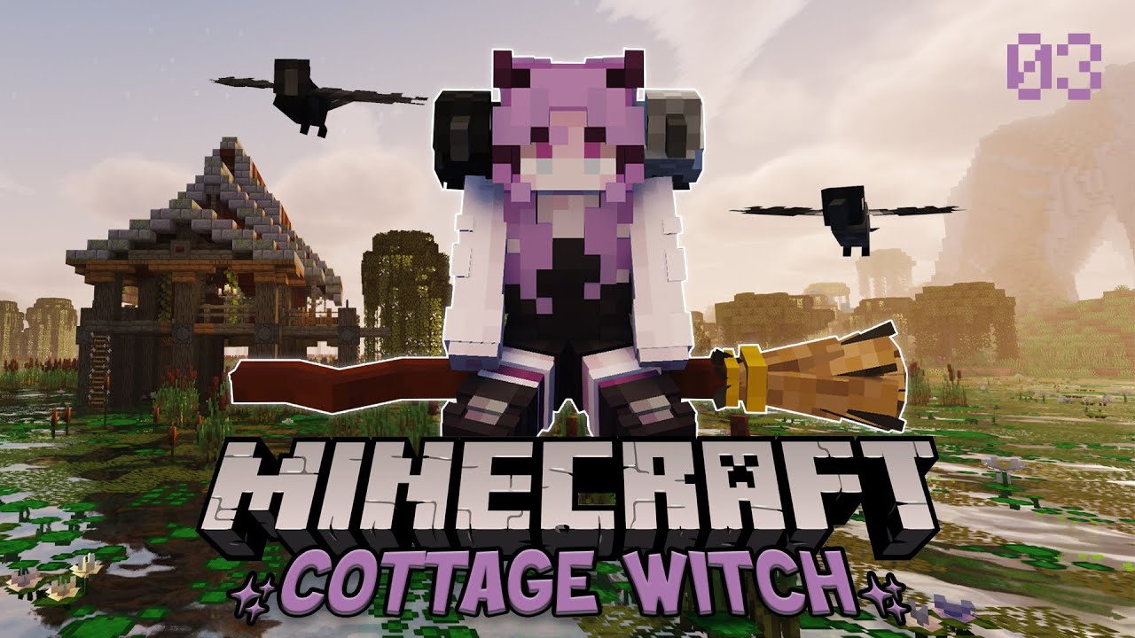 Our First Broom and Crows 🐦‍⬛ - Cottage Witch Modded Minecraft Episode ...