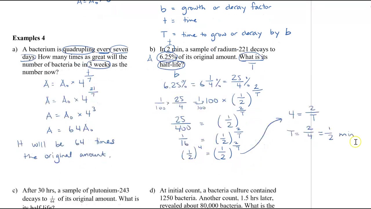 Math 12 - Sec 7.3 Solving Growth and Decay Problems with a common base ...