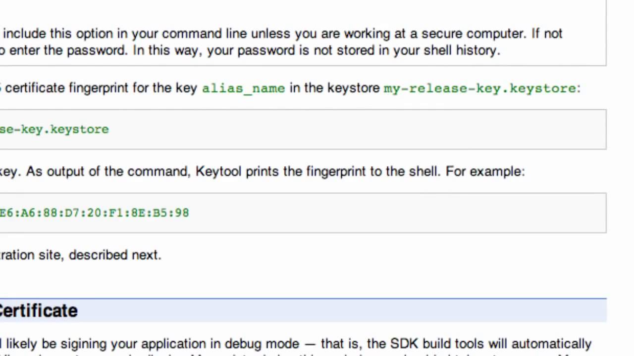 Android Application Development Tutorial 146 Obtaining Key for a ...
