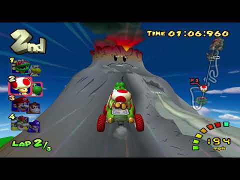 DK Mountain - Mario Kart: Double Dash!! (Gamecube) 150cc (Yoshi & Toad driving Turbo Yoshi)