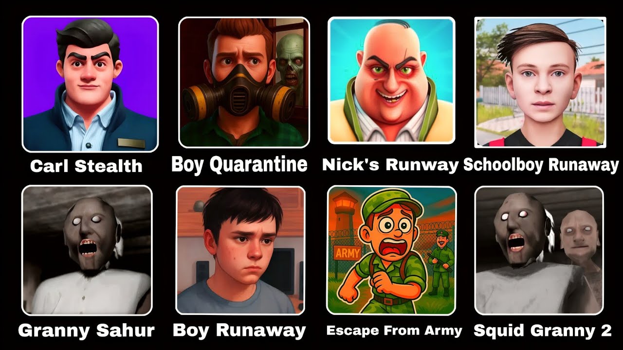 Schoolboy Quarantine, Granny Sahur, Schoolboy Escape From Army,Squid ...