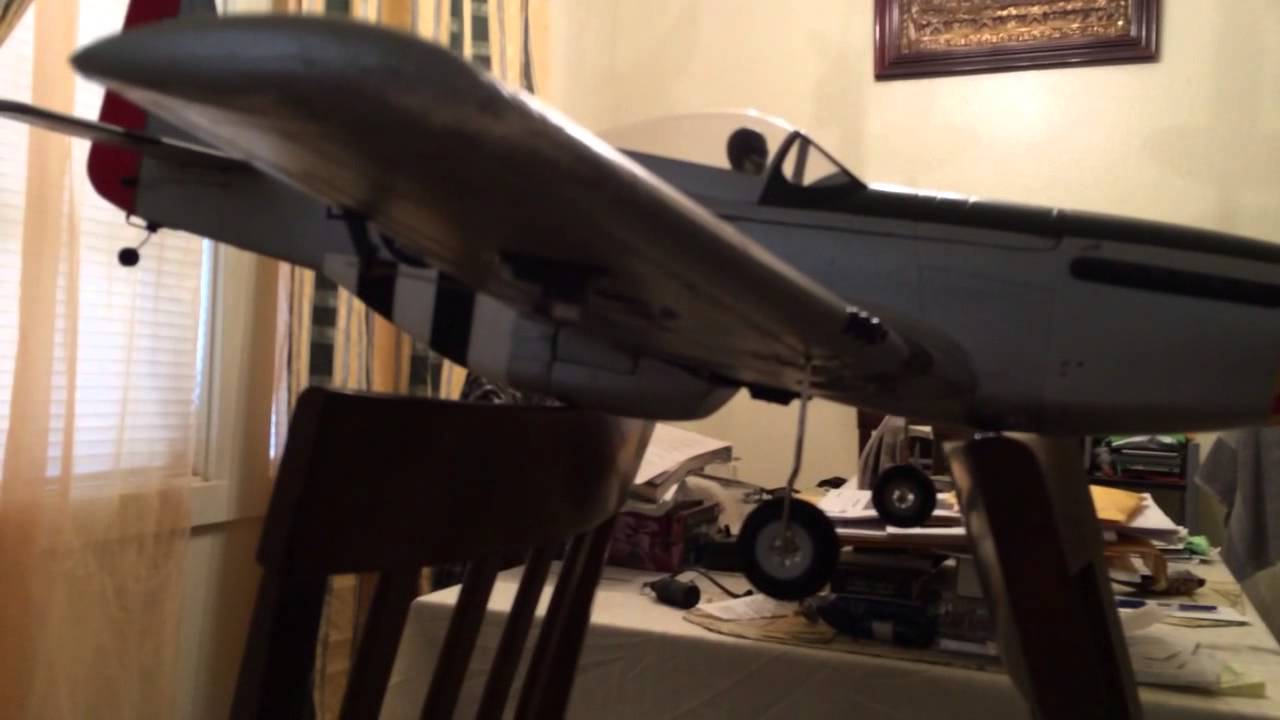 Tower hobbies P-51 with main retracts. - YouTube