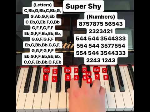 Super Shy piano tutorial (letters and numbers) - YouTube