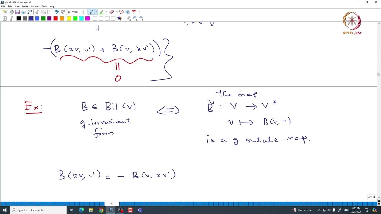 Lec 20 Non-degenerate and invariant bilinear forms. - YouTube