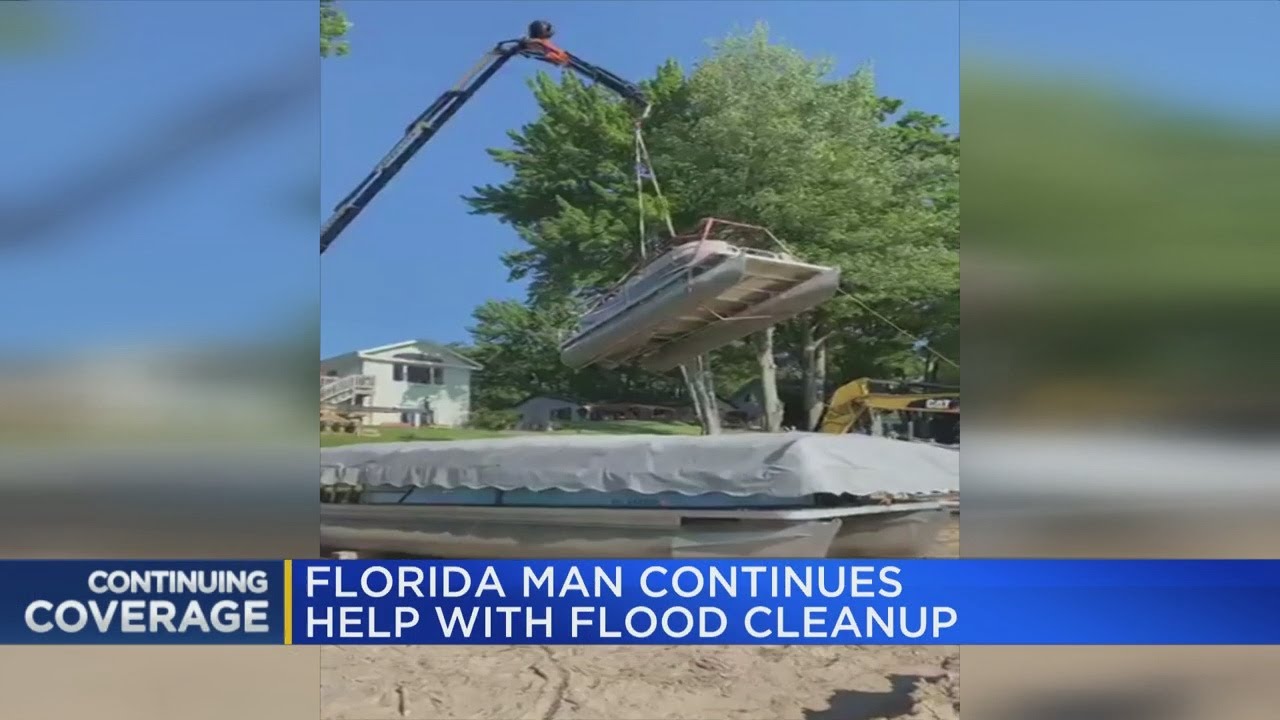 Florida man continues help with flood cleanup - YouTube