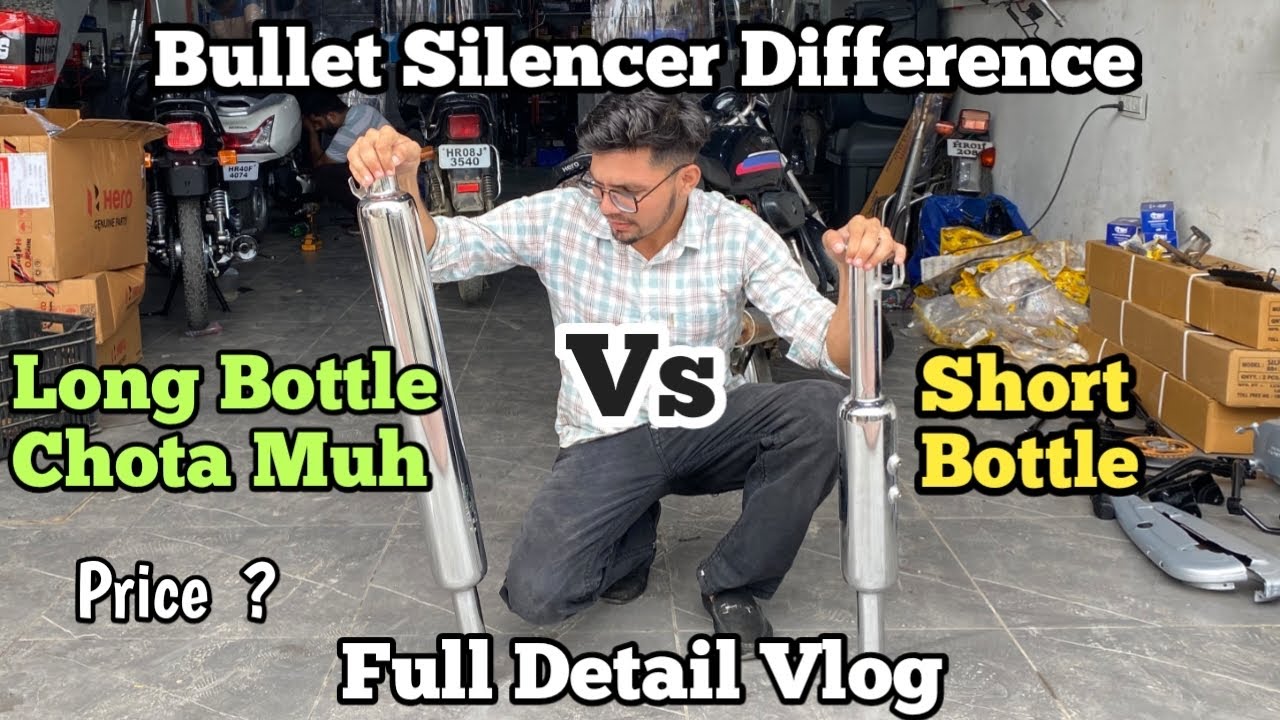 Bullet Long Bottle Silencer Vs Short Bottle Silencer Comparison - YouTube