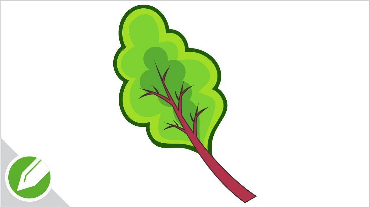 Green Bushy leaf Drawing with CorelDraw | Flat Vector Style | Drawing ...