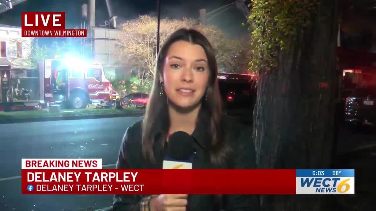 WECT's Delaney Tarpley live at 6 at the massive Graystone Inn fire ...
