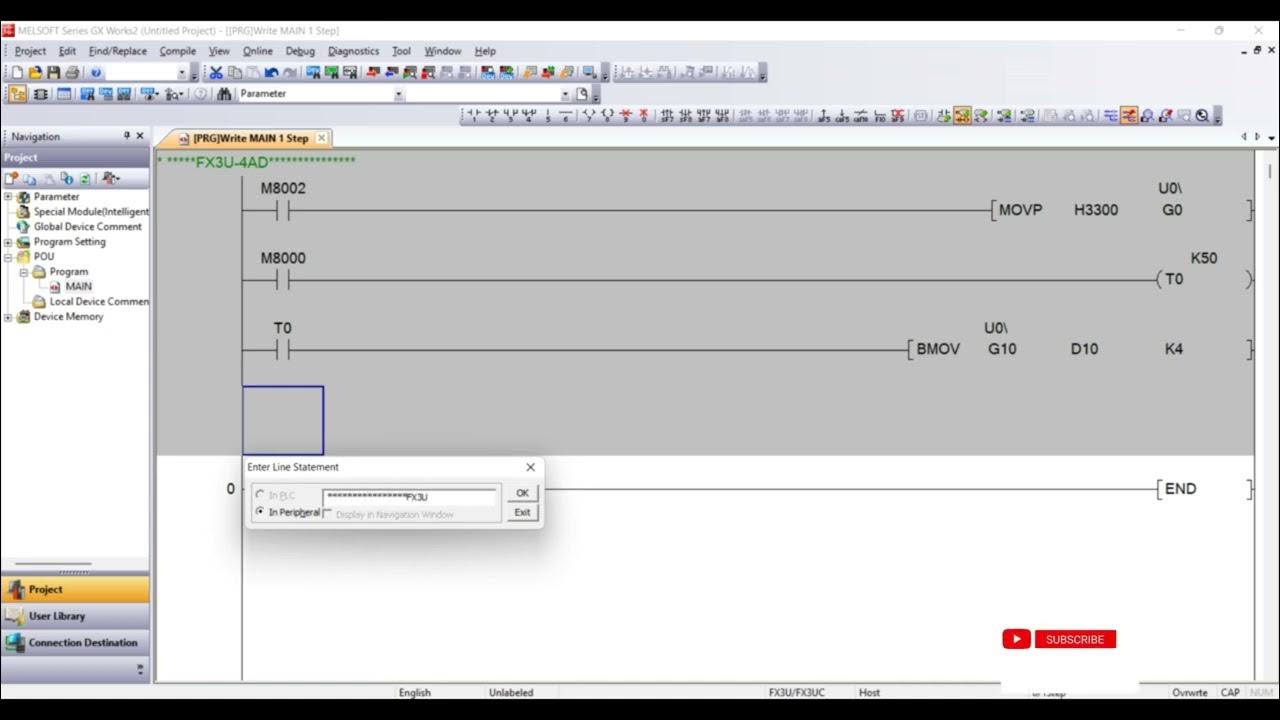How to Configure FX3U-PLC With FX3U-4AD&4DA||Sample Video - YouTube