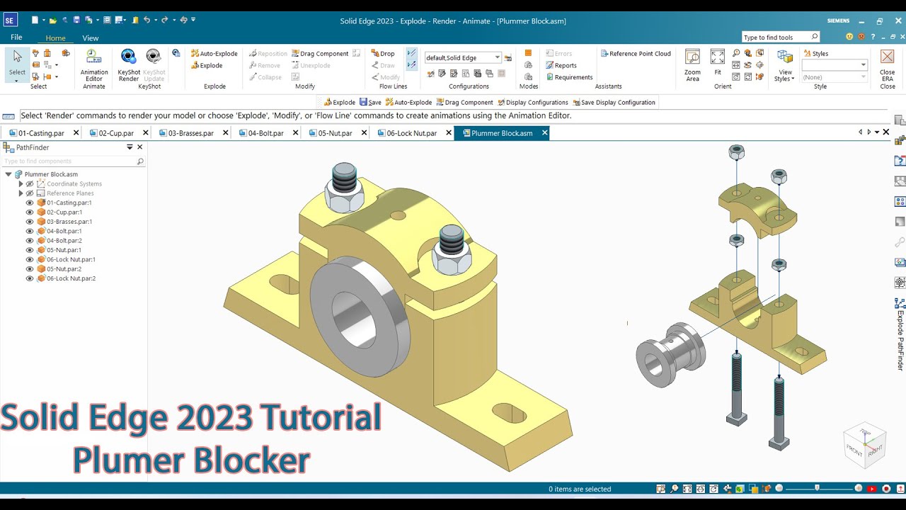Solid Edge 2023 Tutorial - Plumer Blocker Design - YouTube