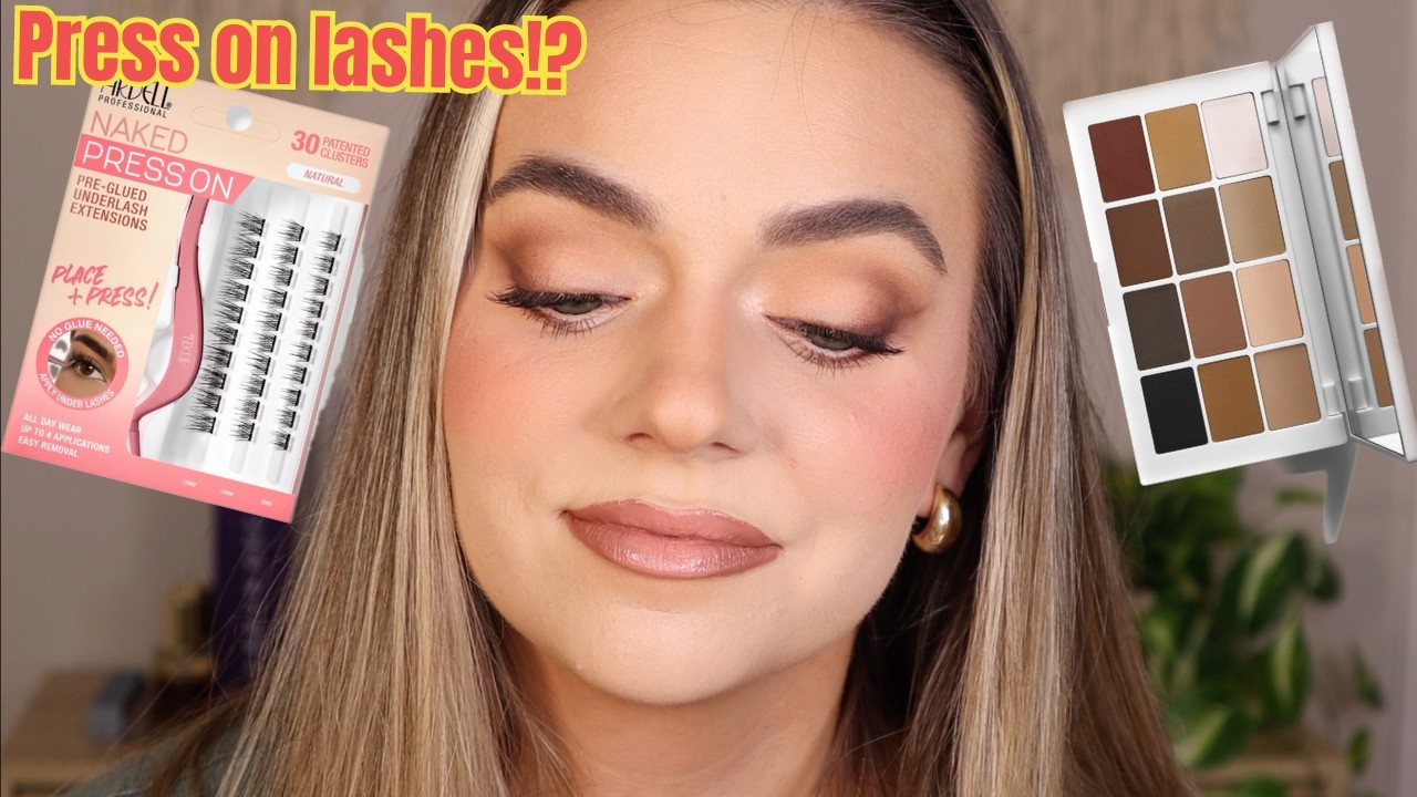 EASY Fall Eyeshadow Tutorial! and trying Press On Lashes!? - YouTube