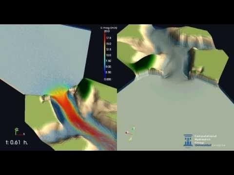 Simulation of erodible Dam Breach - YouTube