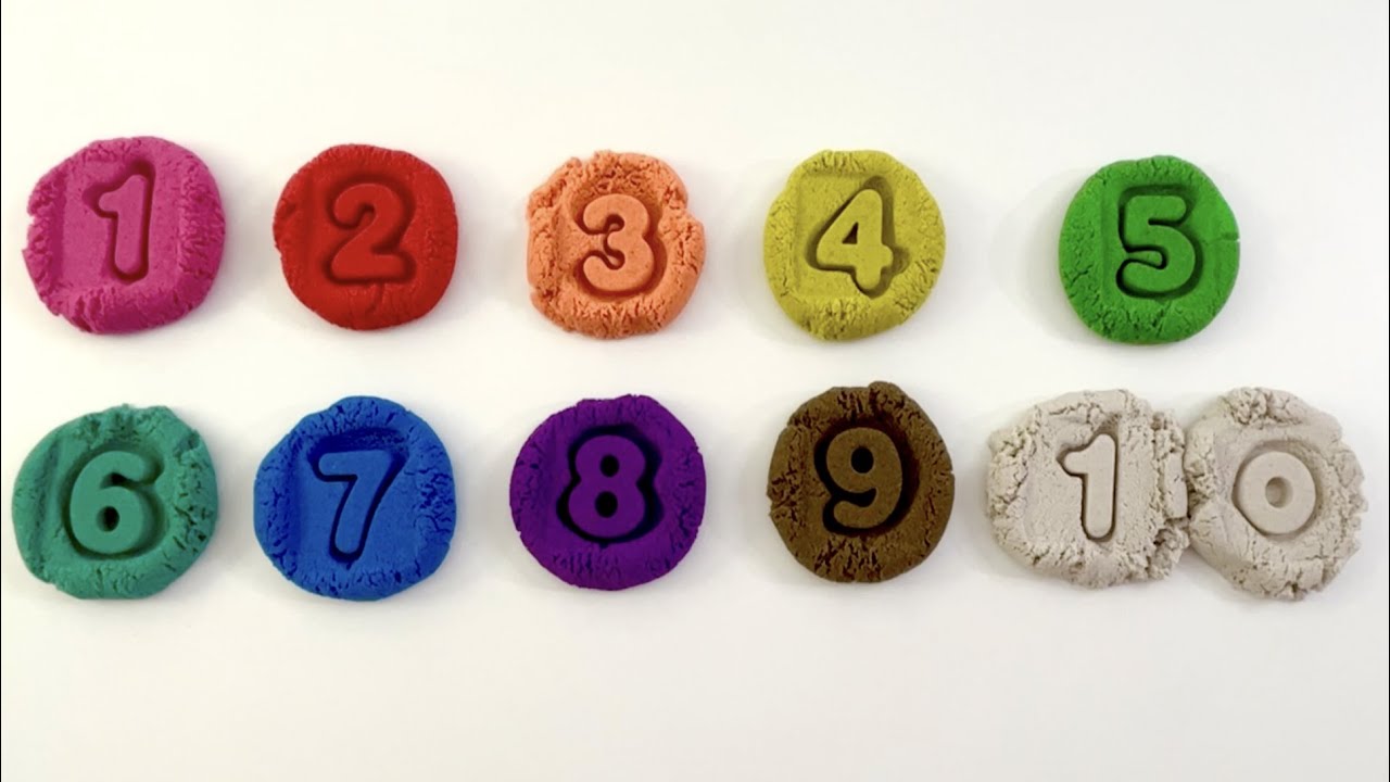 Learn Numbers 1-10 and Colors with Kinetic Sand Stamps | Count to Ten ...