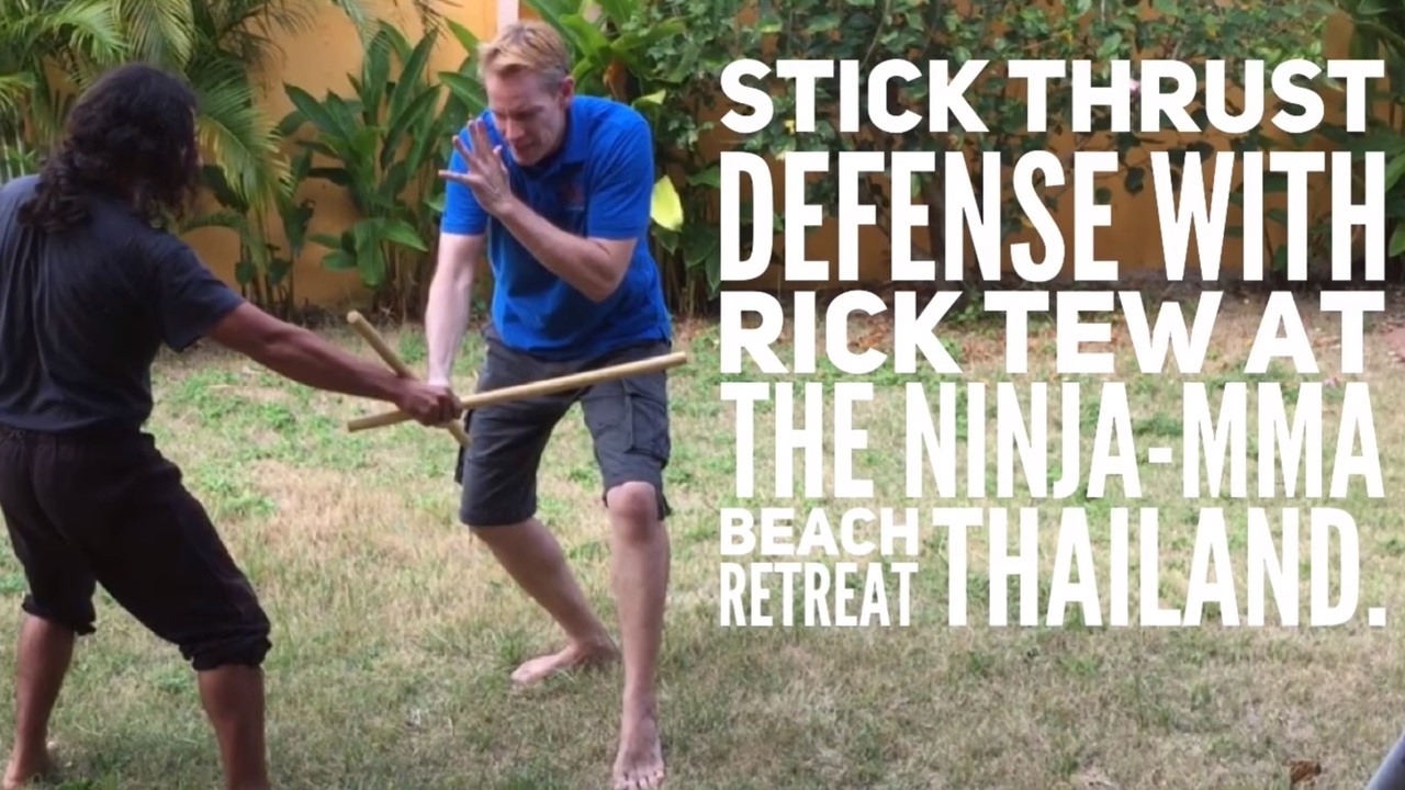 Rick Tew's Stick Thrust Defense with Cat Stance Pivot - YouTube