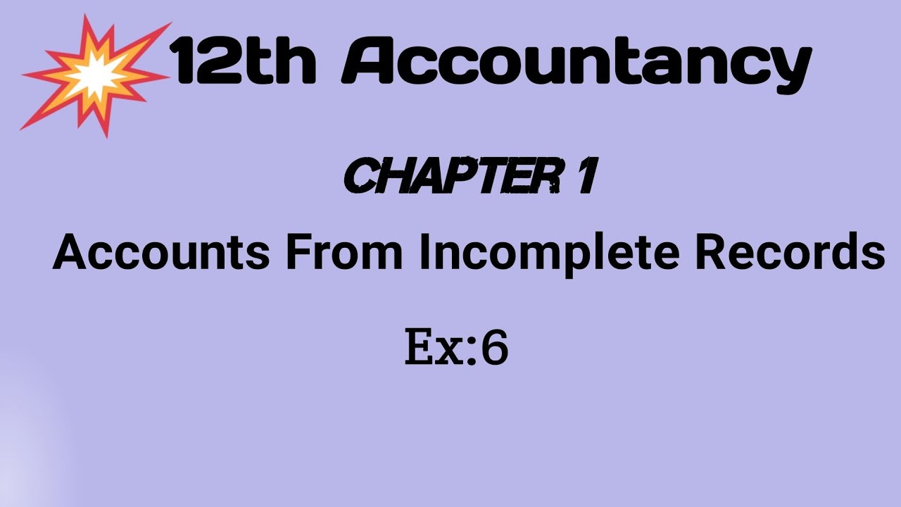 12th Accountancy chapter 1 (Ex:6) - YouTube