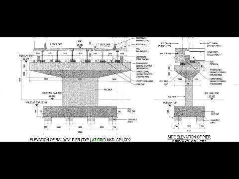 Elevation of Railway Pier and Side Elevation. Bridge engineering - YouTube