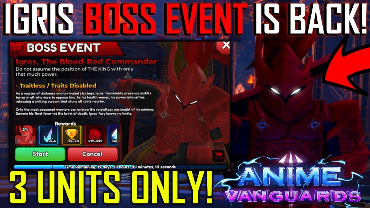 (3 Units Only!) Igris BOSS EVENT Is BACK in Anime Vanguards Update 1.1 ...