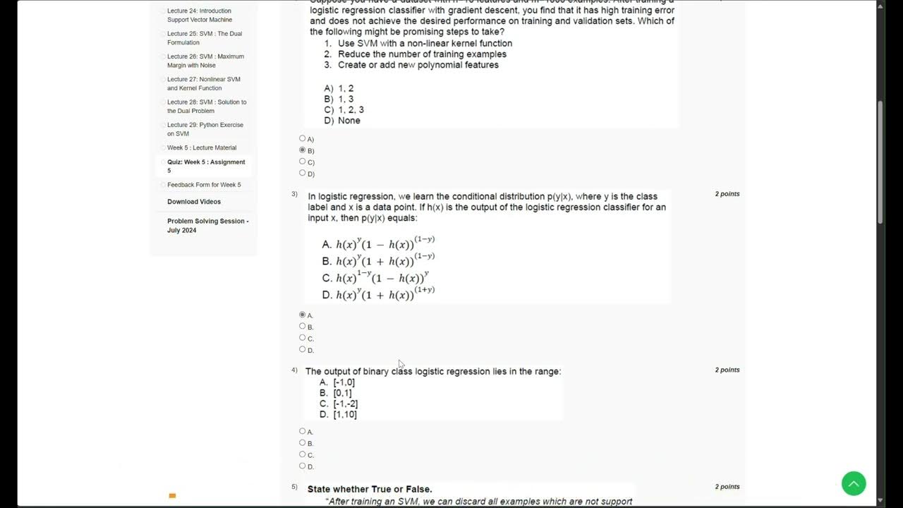 NPTEL Introduction To Machine Learning - IITKGP Week 5 Assignment Solution August 2024 - YouTube