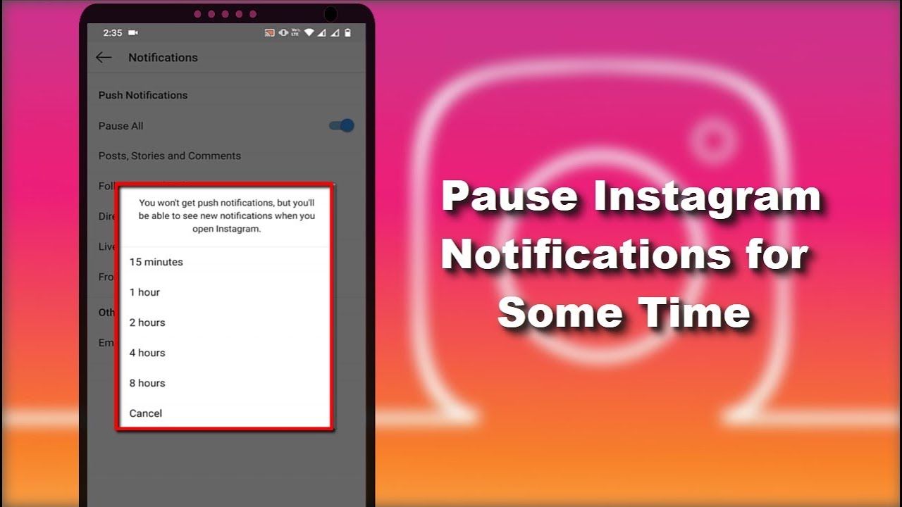 How to Temporary Pause Instagram Notifications for Some Time in Android ...