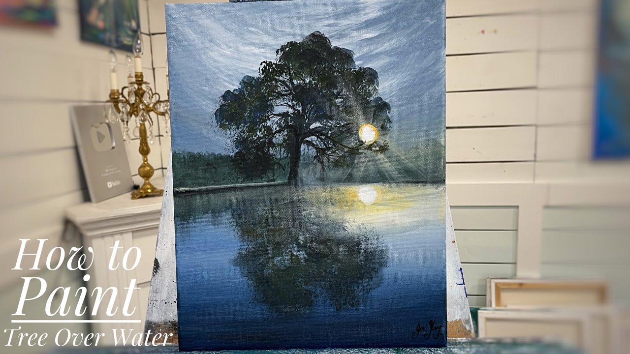 How To Paint A Tree Over Water | acrylic painting tutorial - YouTube
