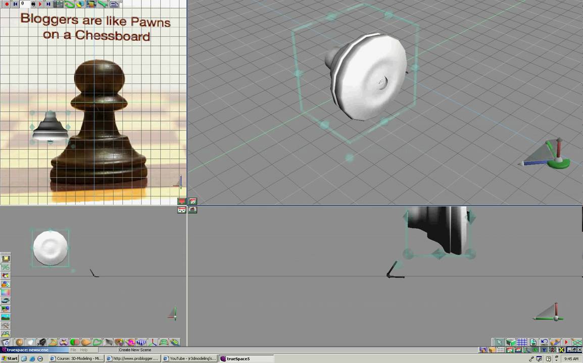 TrueSpace 5 Chess Tutorial: Making a Pawn - YouTube
