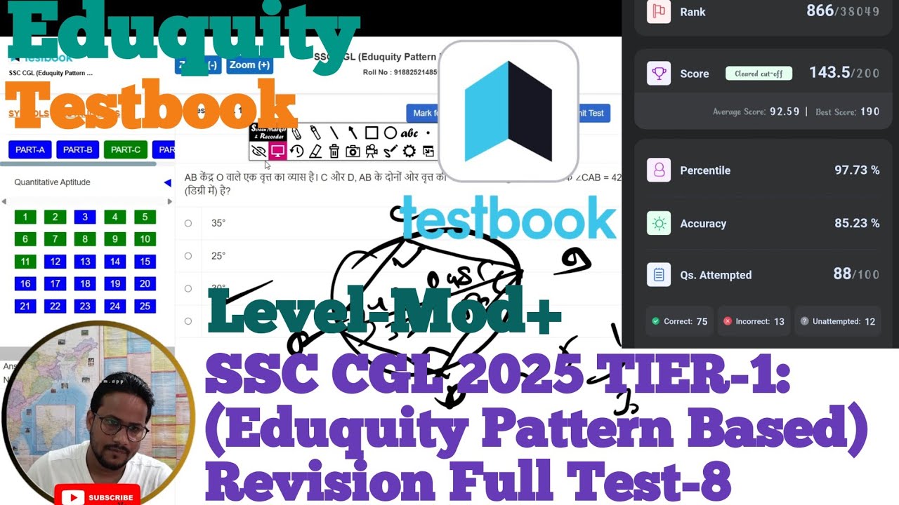 Testbook Eduquity Pattern Based Revision Full Mock Test-8🎯 SSC CGL 2025 ...