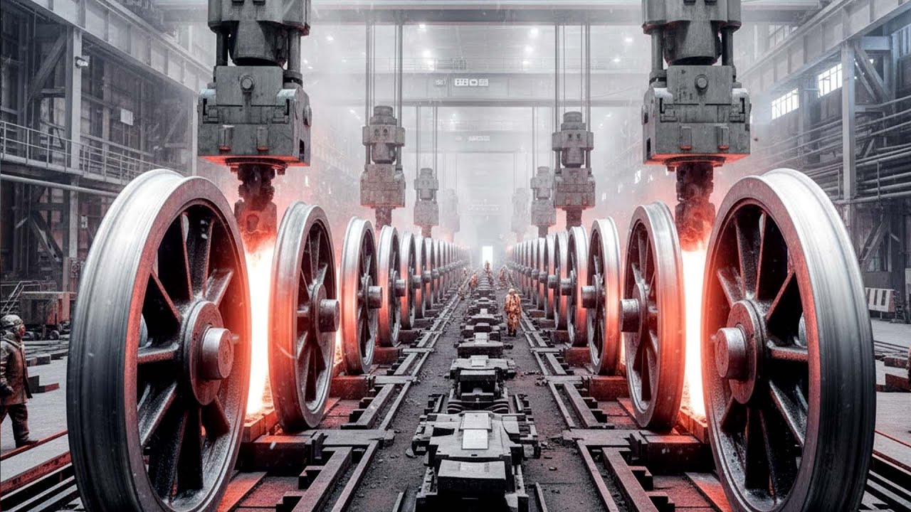 Casting Train Wheels In The Factory Pouring Tons of Molten Steel (Hot ...