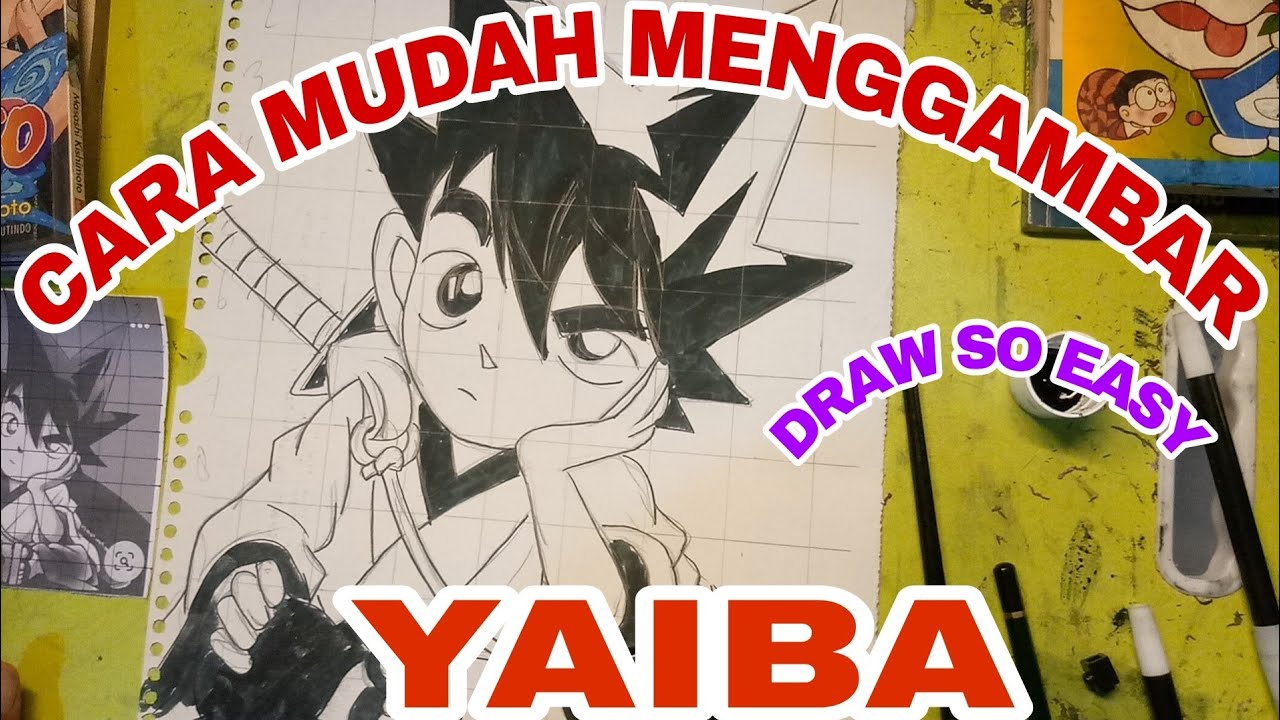 how to draw YAIBA. cara mudah menggambar anime YAIBA. draw so easy ...
