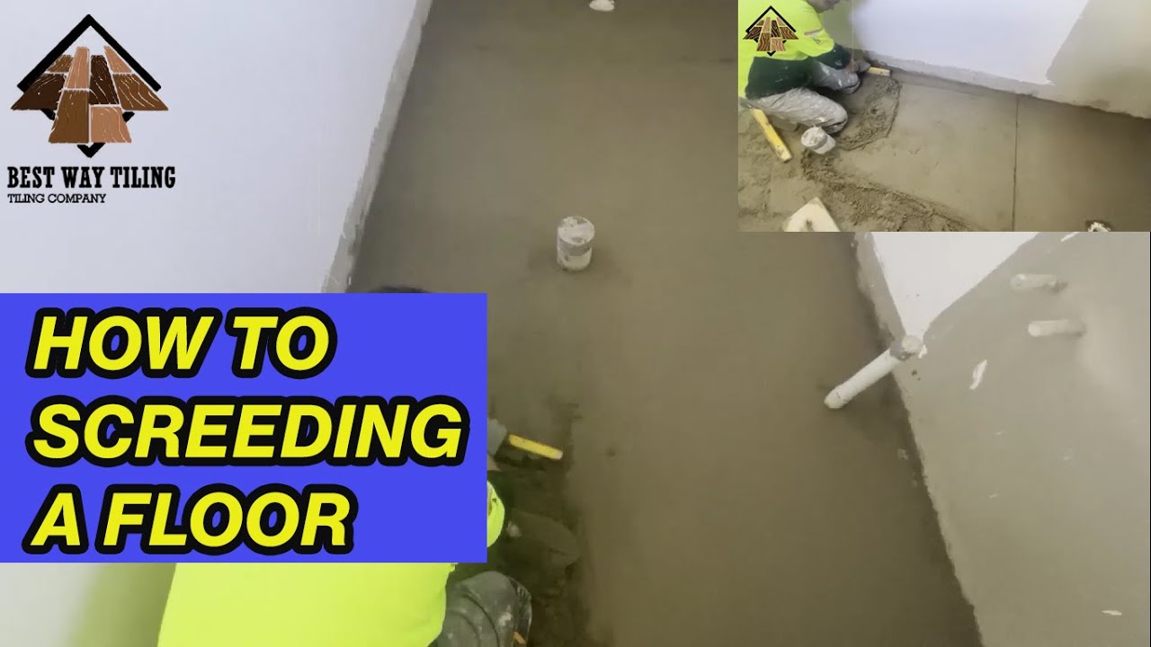 screeding (cement bedding) a bathroom floor - YouTube