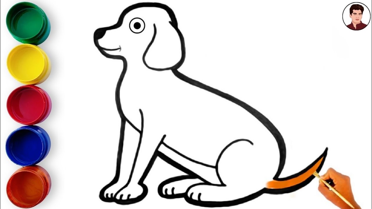 Easy Draw A Cute Dog | Dog Drawing, Painting & Coloring For Kids ...