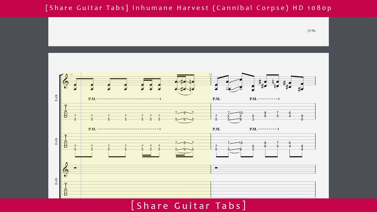 [Share Guitar Tabs] Inhumane Harvest (Cannibal Corpse) HD 1080p - YouTube