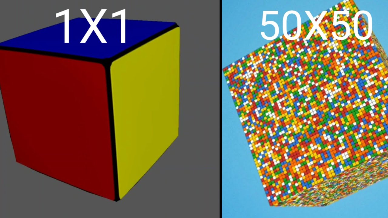 Rubik's Cubes 1X1 50X50 😱😱😱😱😱 - YouTube