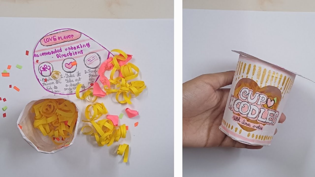 Cute cup noodle gift idea 🍜💝 | Diy paper cute cup noodle with loving ...