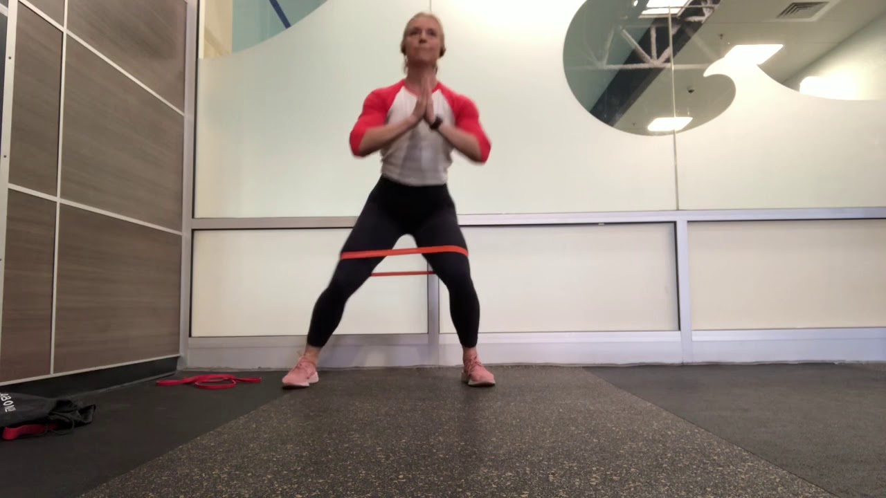 Banded squat hold tap out - YouTube