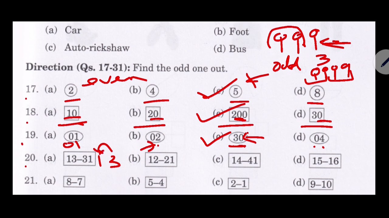 Reasoning Olympiad Grade 1 Odd One Out Level 1 Q.17,18,19,20,21 Math ...