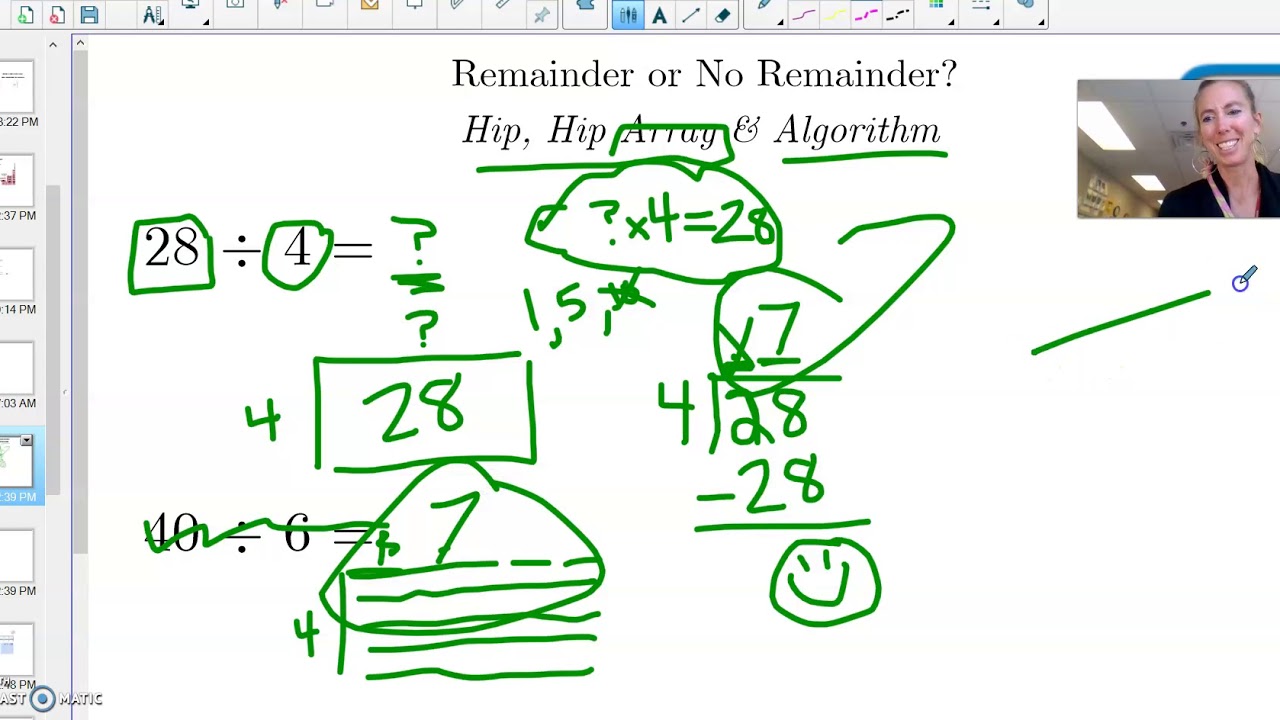 Quotients less than 10 with tiles, arrays and standard algorithm - YouTube